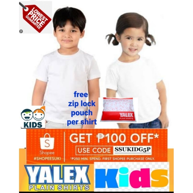 Yalex Plain White Tshirt Pambata / kids | Shopee Philippines