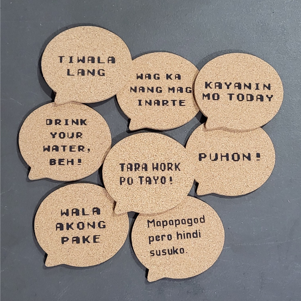 Tara Work Po Tayo Cork Speech Bubble Coasters | Shopee Philippines