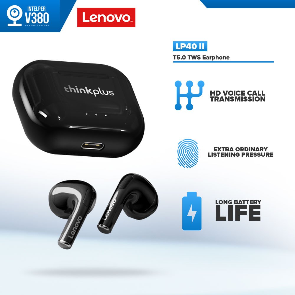 Intelper Lenovo Thinkplus LivePods LP40 II Bluetooth 5.3 Earphones Bass TWS Wireless Earbuds ...