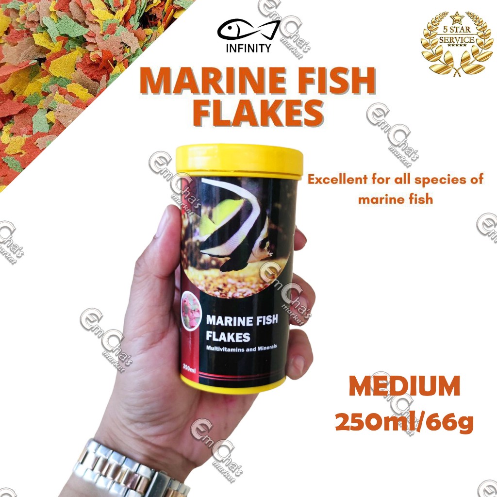 INFINITY Marine Fish FLAKES (250ml MEDIUM) Clownfish Cardinal etc ...