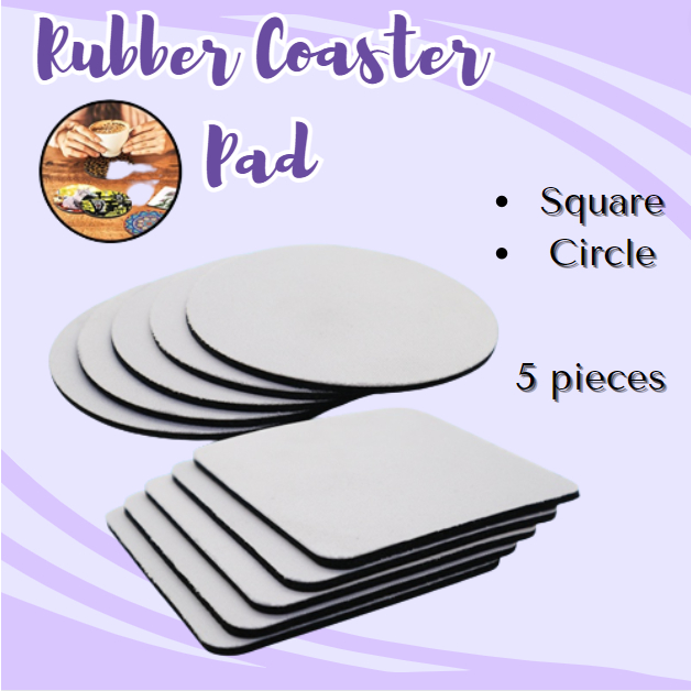 QUAFF Sublimation Rubber Coaster Pad 3MM (5 pcs per pack) || Square and ...