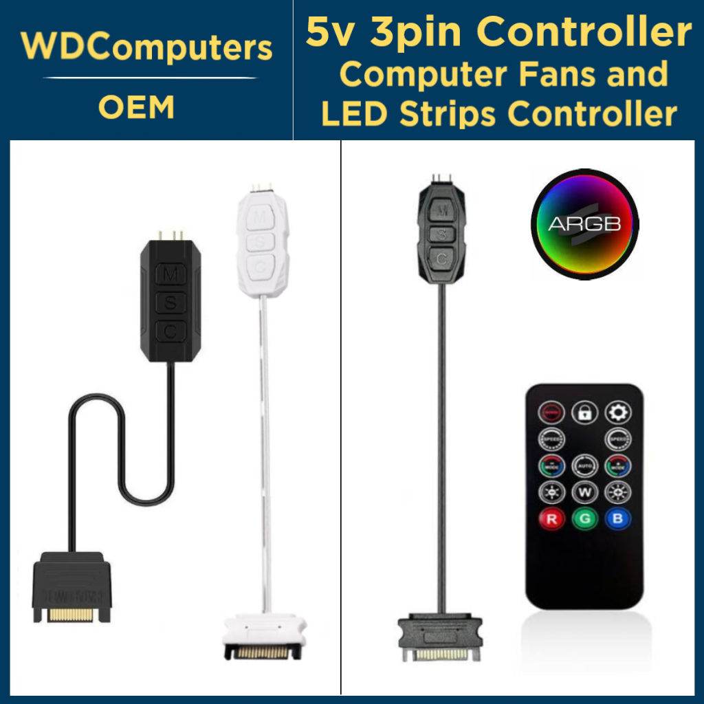 5V 3Pin SATA Power Supply Controller and hubs for Addressable RGB Fan ...