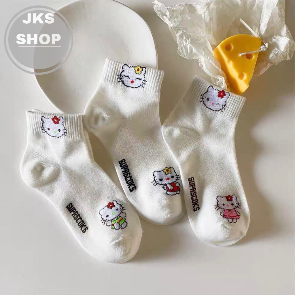 Jks Set Of 5Pairs Hello Kitty Socks Cute Style Printed Socks For Women ...