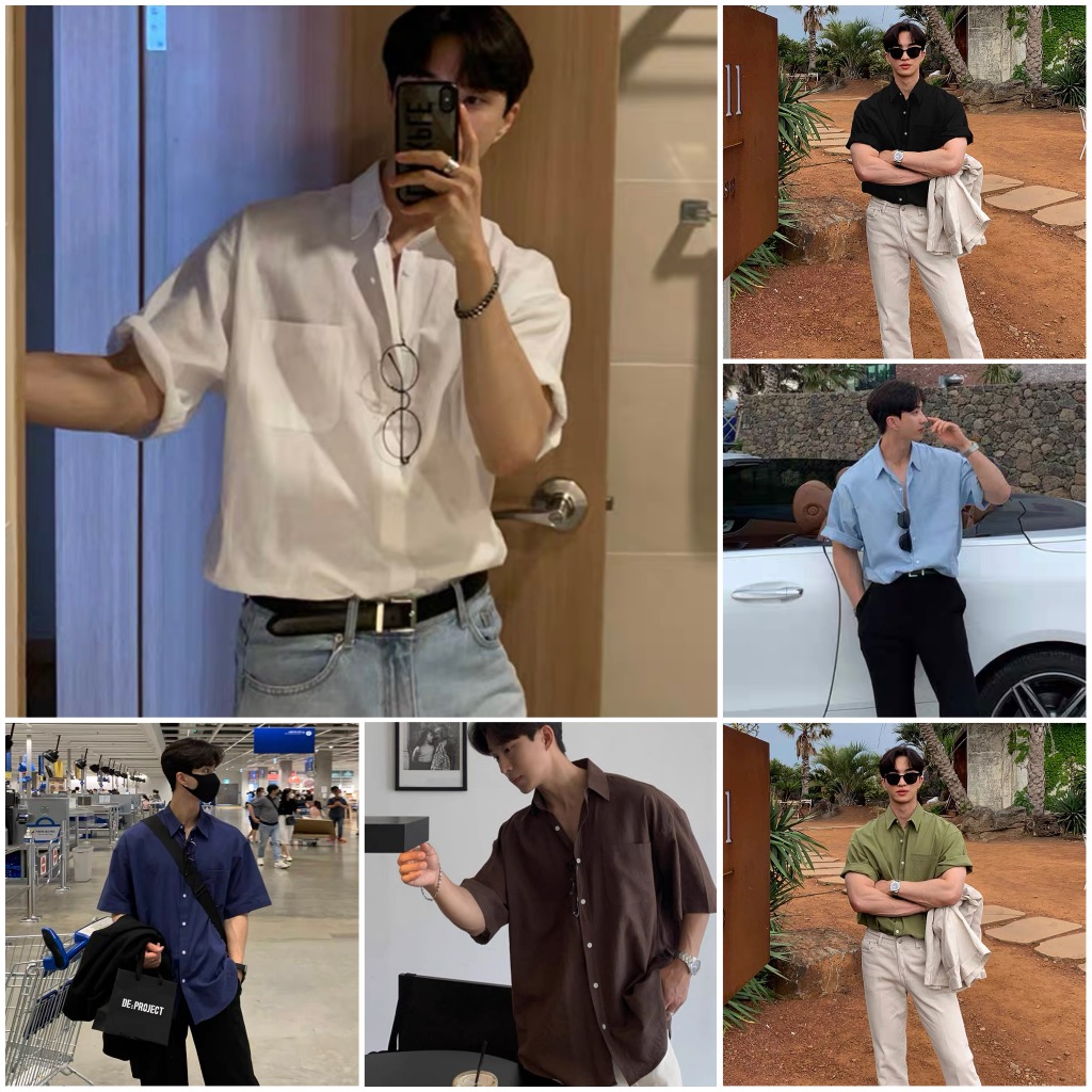 HUILISHI Korean Polo for Men 6 Colors Plain Short Sleeve Premium Thick ...