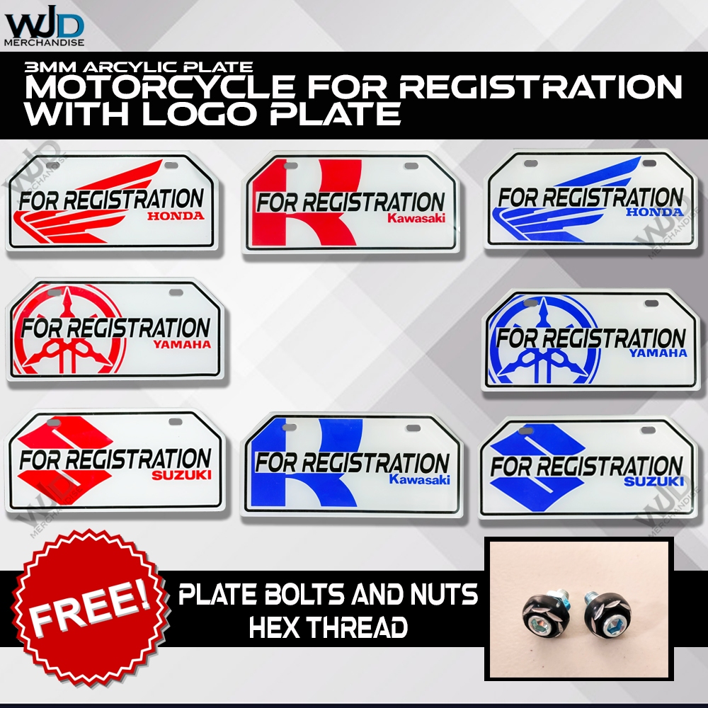 For Registration 3mm Acrylic Motorcycle Plate WITH LOGO Temporary Plate ...