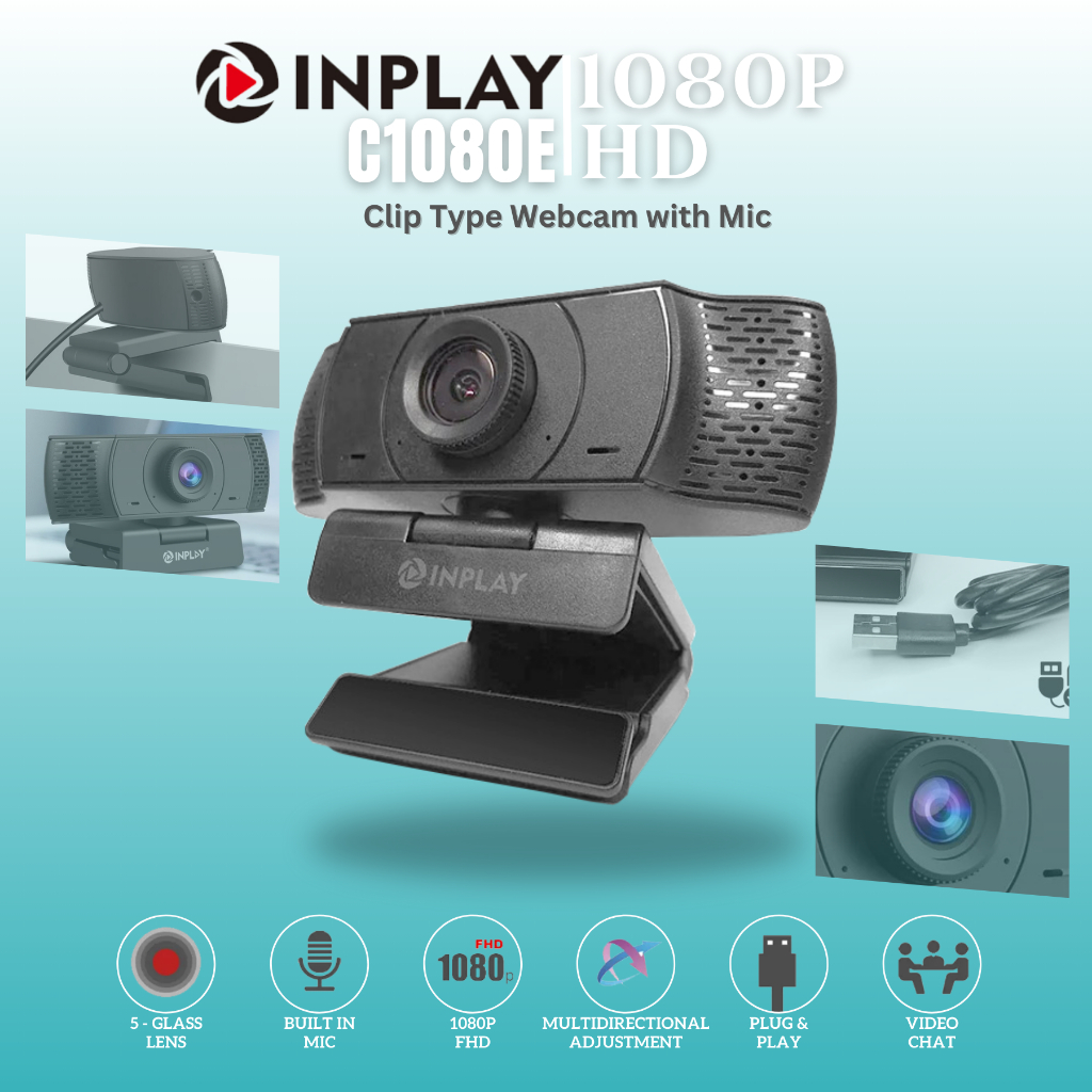 INPLAY C1080E WEB CAM/ CAMERA 1080p HD, USB 2.0 HI-SPEED FOR DESKTOP ...