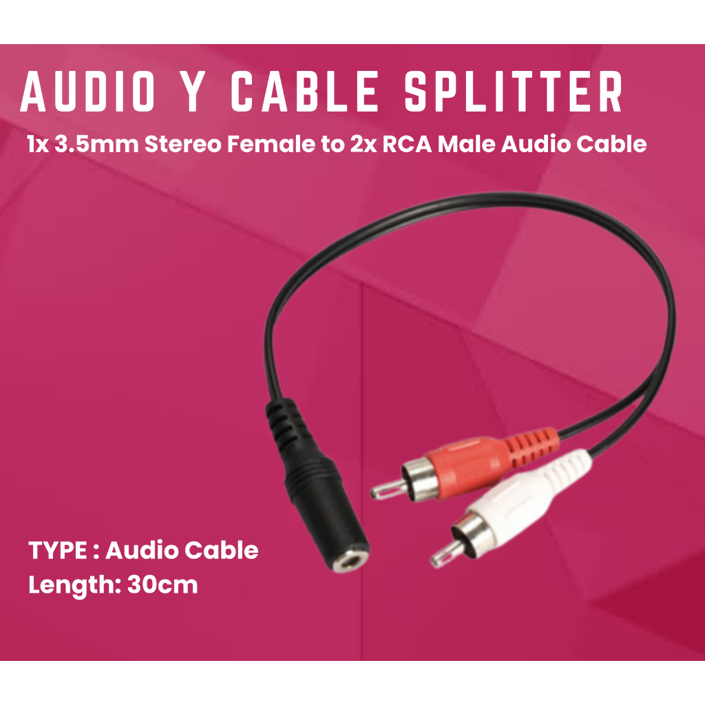 3.5mm Stereo Female to 2 RCA Male Cable [Audio Y Cable Splitter ...