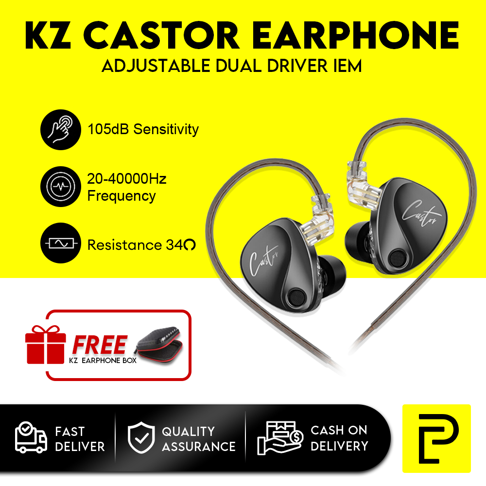 KZ Castor In-Ear Headphones Dual Dynamic 2DD Hi Fi Headset With Mic ...