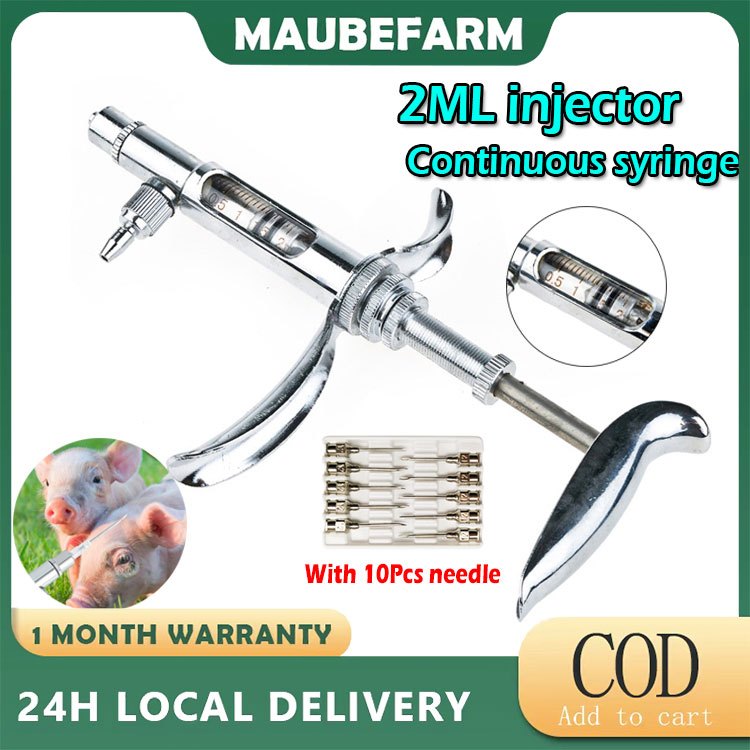 2ML Adjustable Automatic Continuous Veterinary Syringe Injector Tools ...