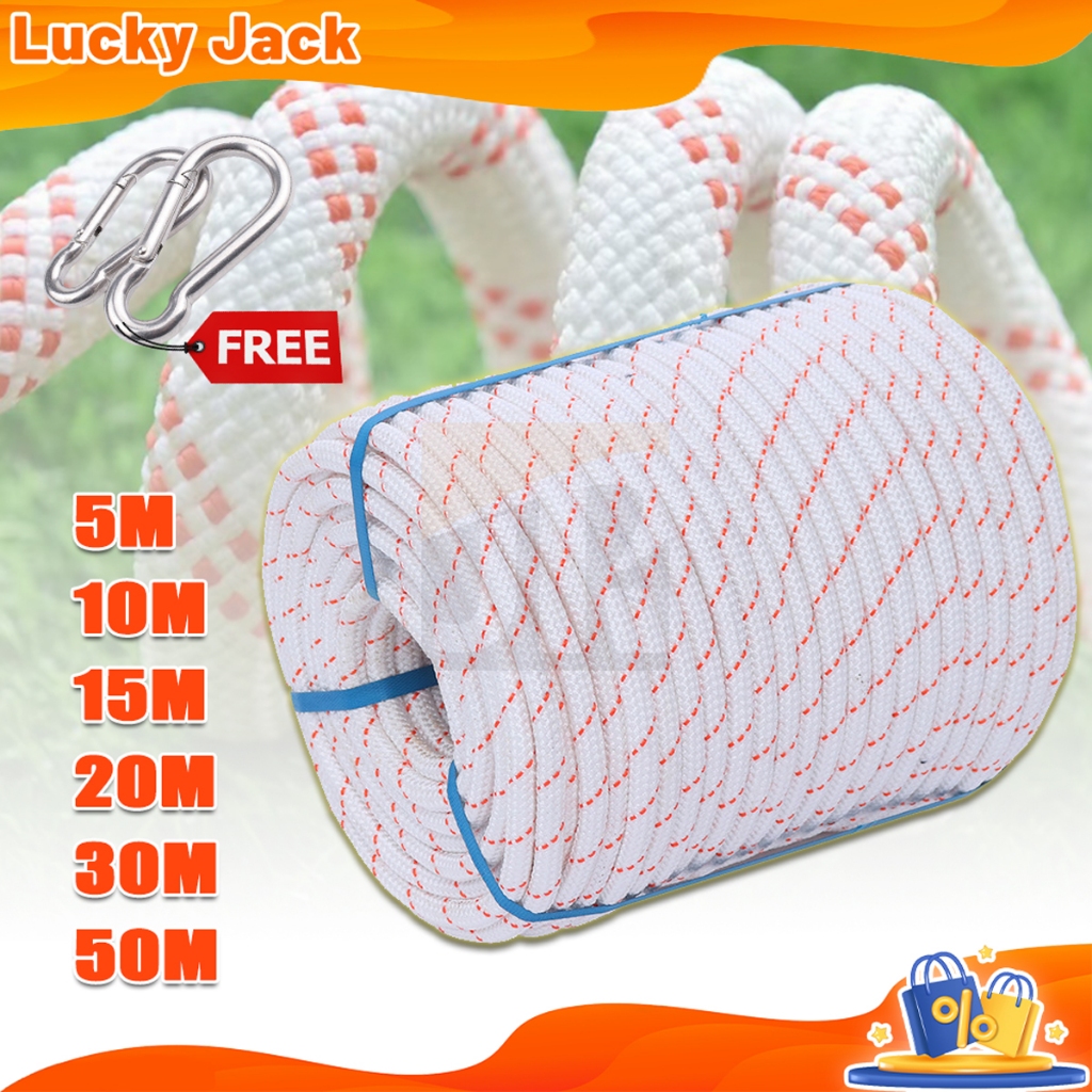 Climbing Rope 8-12mm Lifting Safety Rope White Braided Nylon Ropes With ...