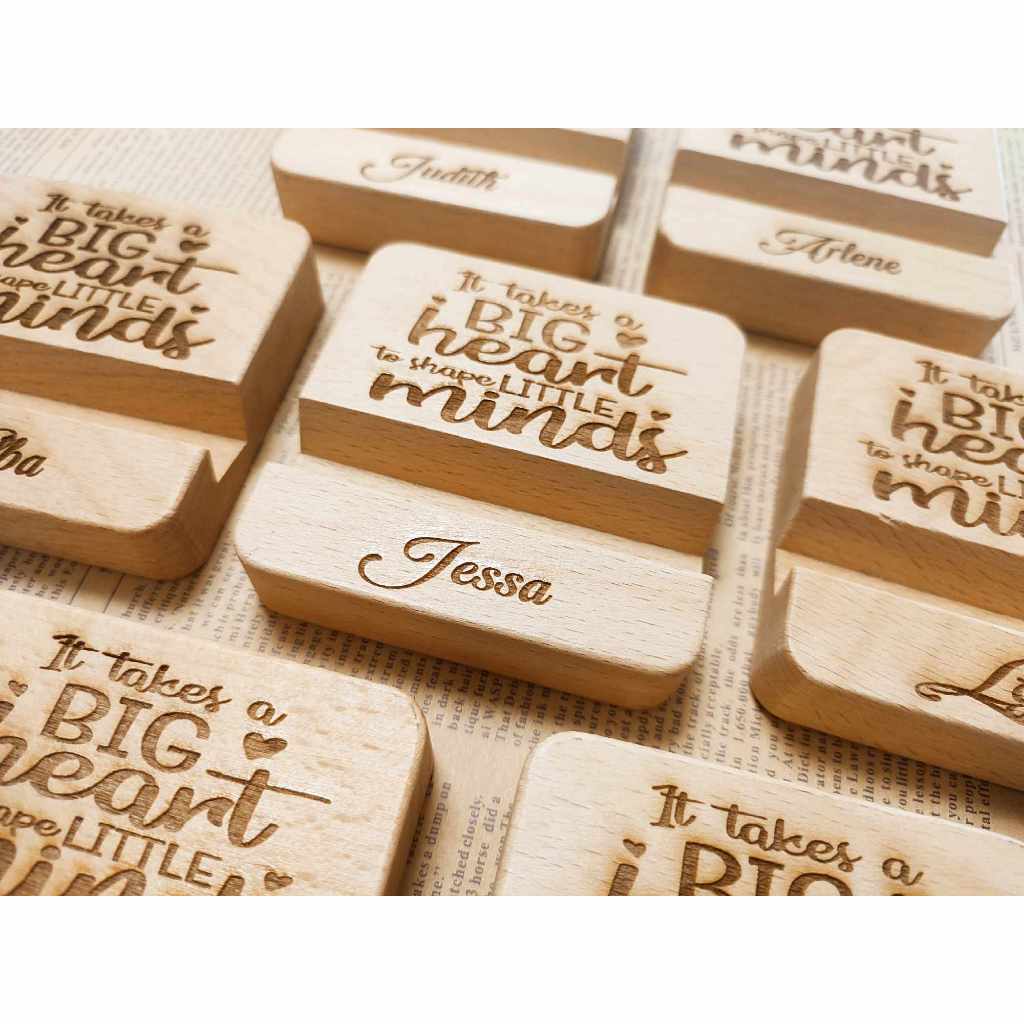 180 pcs. Laser Engraved Phone Holder | Top Engraved Only | Beech Wood ...