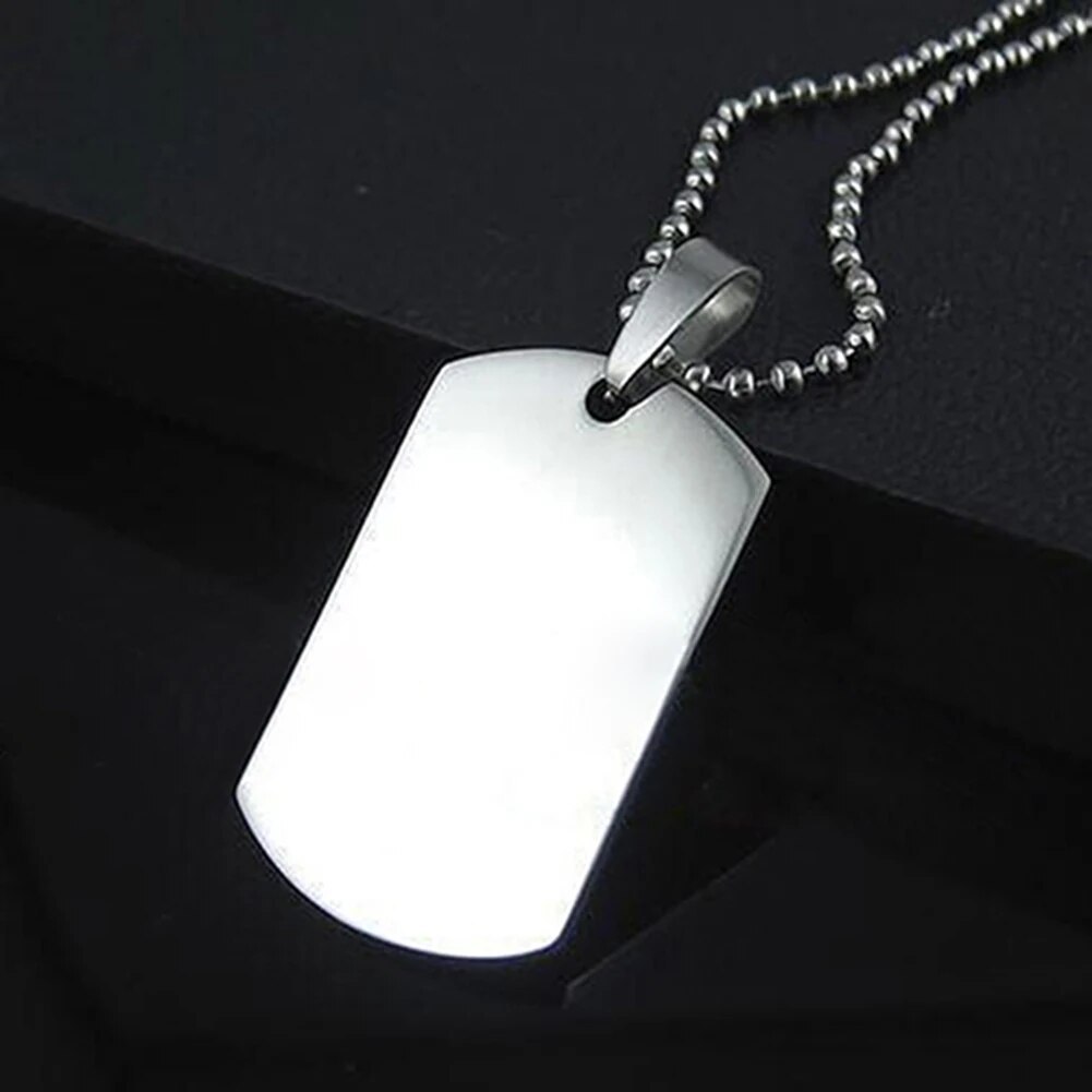 Army ID Dog Tags Tactical Style Military Chain Necklace Men's Titanium ...