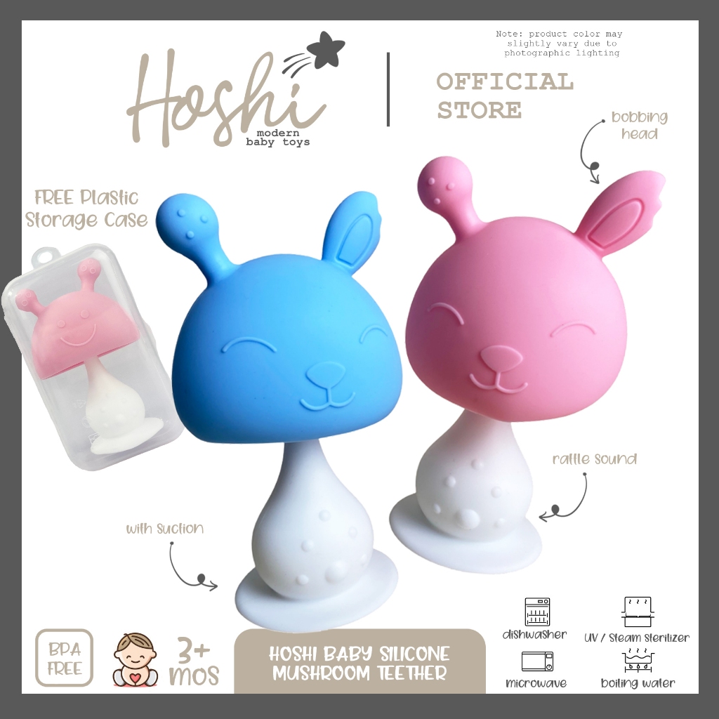 Hoshi Baby Mushroom Highchair Silicone Rattle Teether Toy for Baby, 100 ...