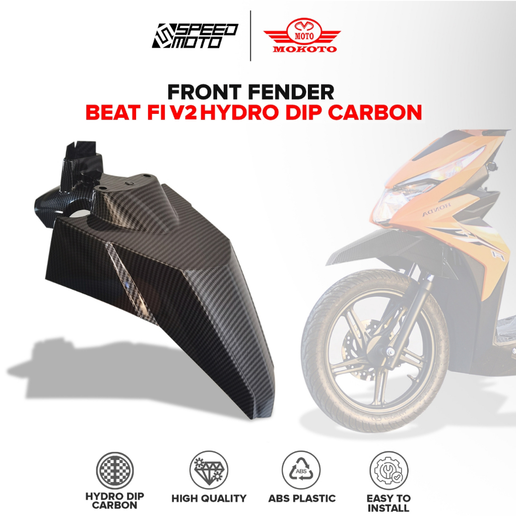 MOKOTO BEAT FI V2 FRONT FENDER C-8428 GARNISH CARBON FOR HONDA BEAT FI V2 MOTORCYCLE 1PC ...