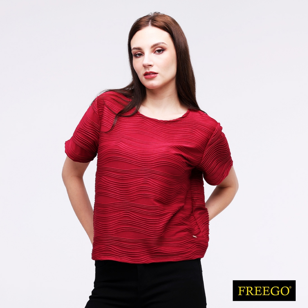Freego Ladies Special Asymmetrical Knits Short Sleeves Blouse AST12 ...