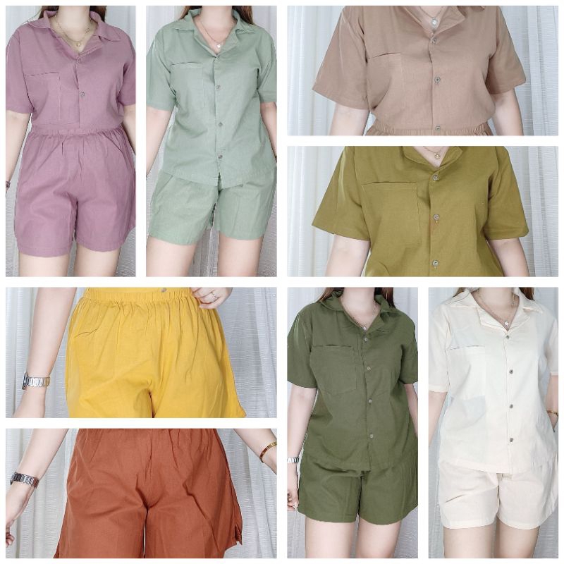 Bea Coordinates Coords Polo with Button Collar Terno short | Shopee ...