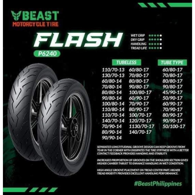 BEAST FLASH TOURING TIRE/MOTOR CYCLE TIRE (TUBELESS) WITH FREE TIRE ...