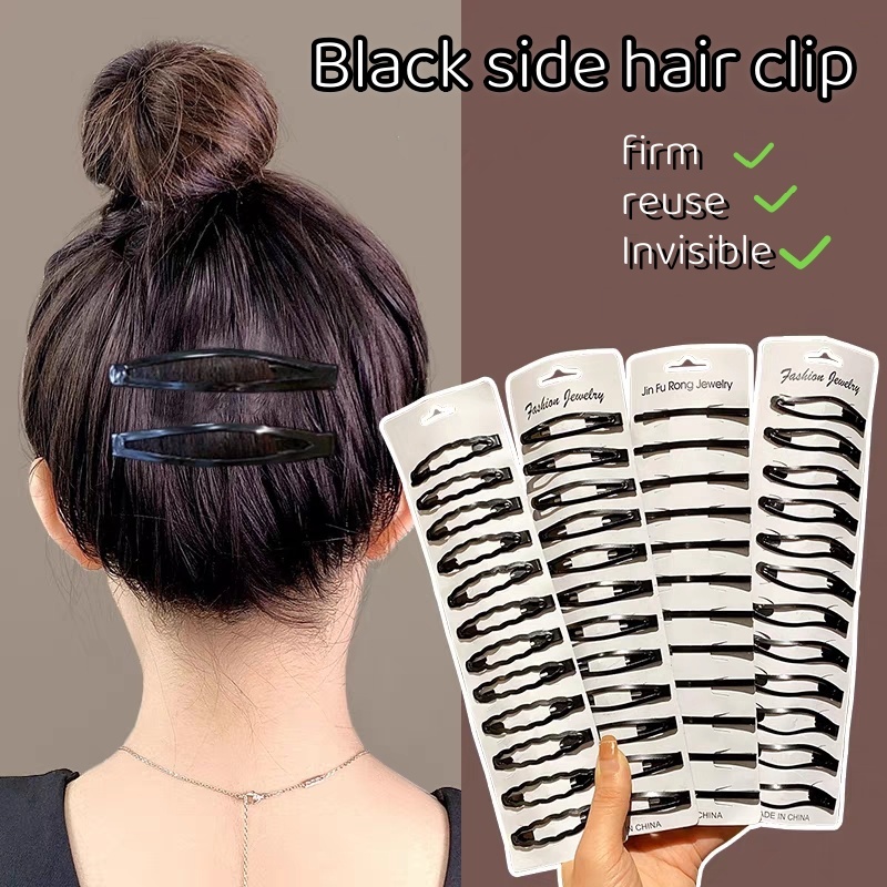 12PCS/SET Fashion Black Barrette Women's Suit Hairpin Black Hair Clip ...