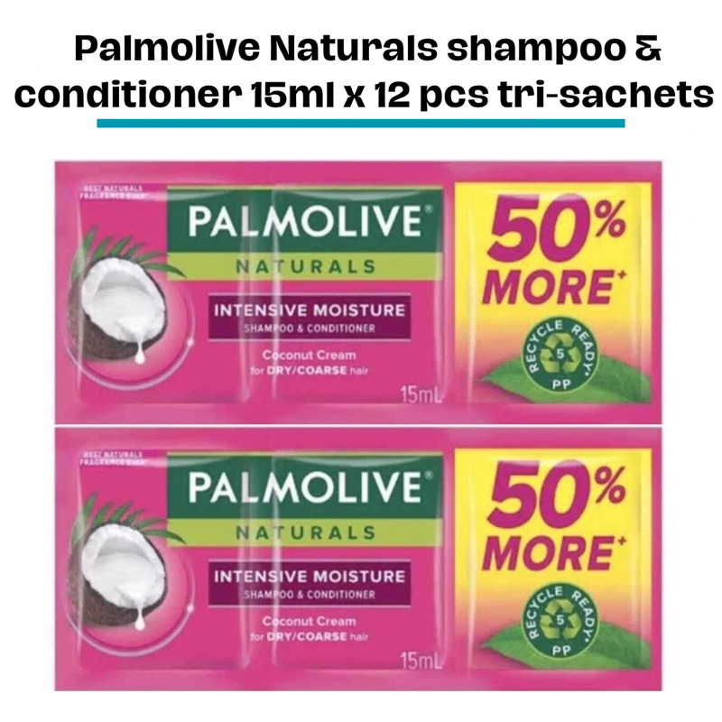 Palmolive Natural Shampoo and conditioner 12pcs x 15ml triple sachets ...