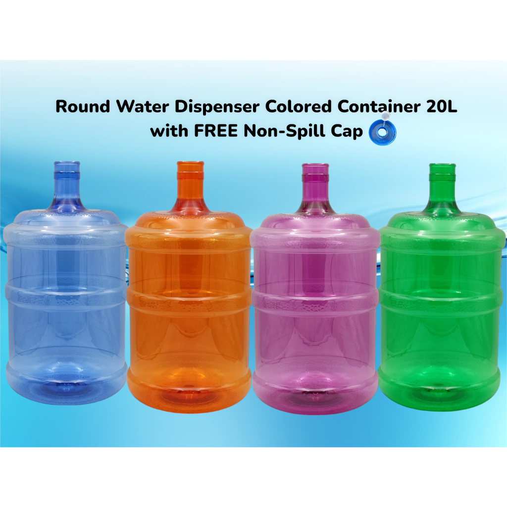 Round Water Dispenser Colored Container 20L or 5 Gallon Lid Included FREE Non-Spill Cap | Shopee ...
