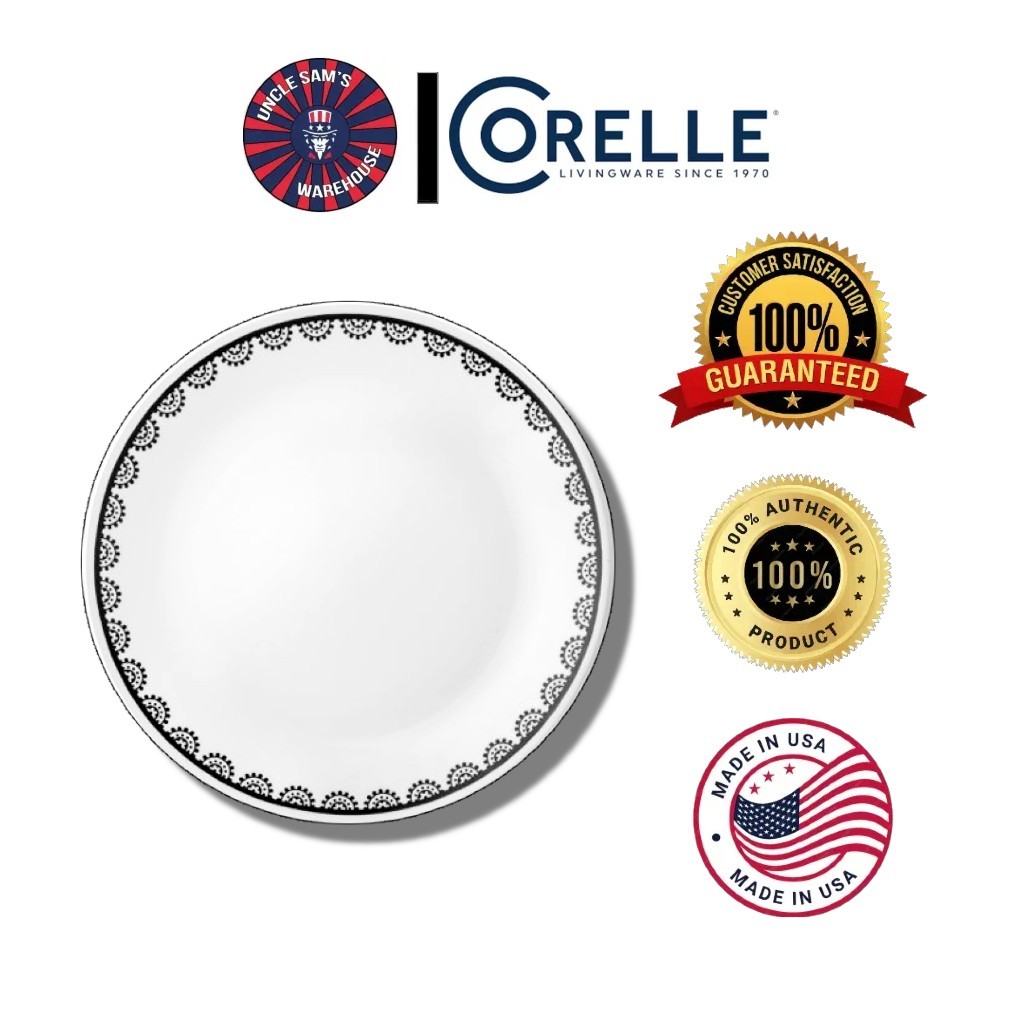 Corelle Black & White Lace Round Dinner Plate Per Piece (Size 10.25 ...