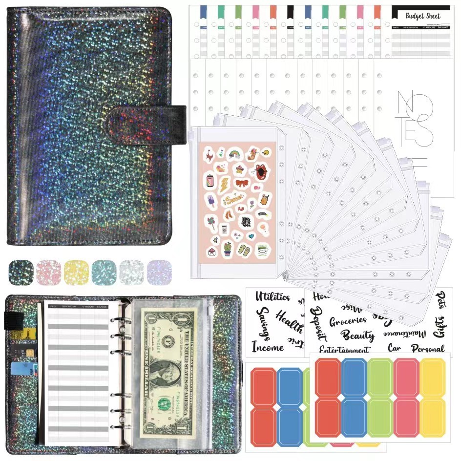 (COD) A6 Budget Planner Notebook Cover Zipper Pockets Binder Money ...