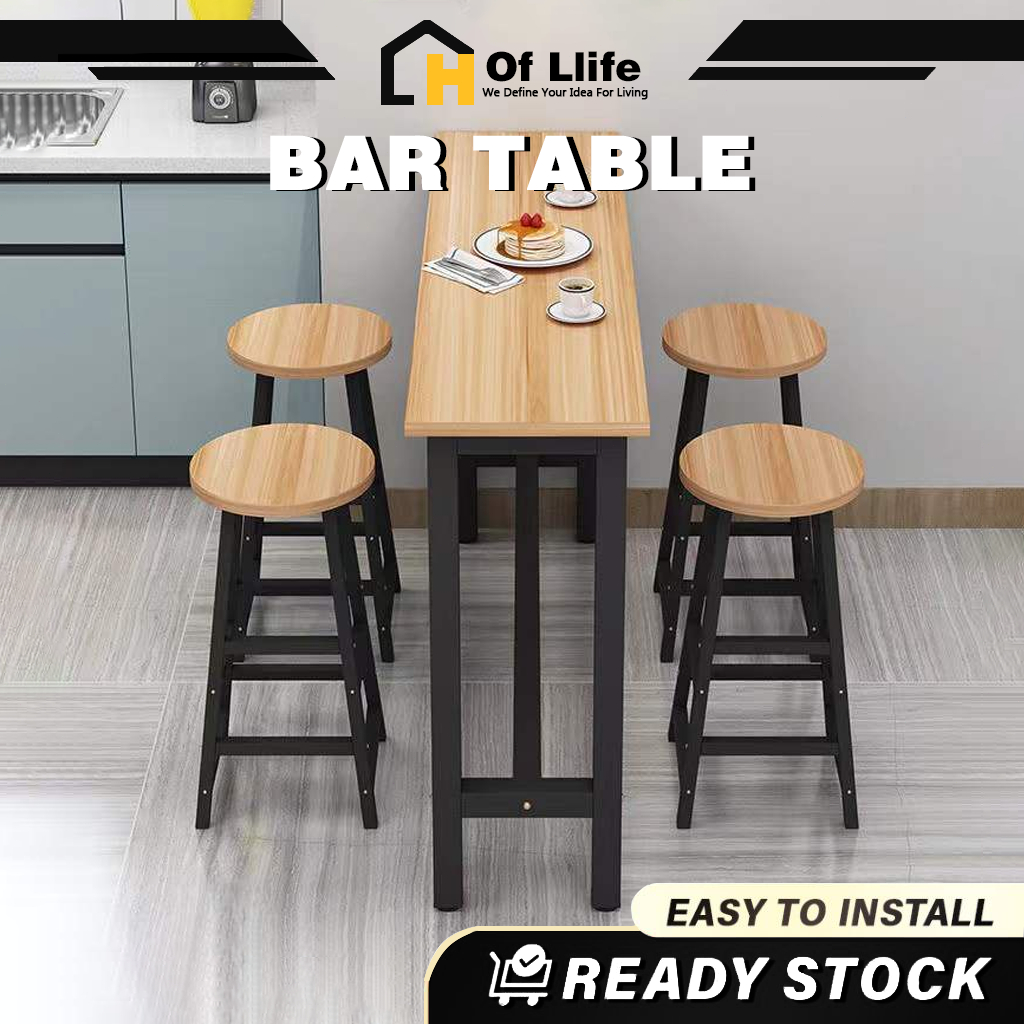 New simple long high table bar white black table home kitchen balcony ...