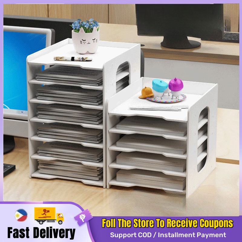 【COD】A4 Paper File Holder Storage Box Desktop Book Magazine Desk Shelf ...