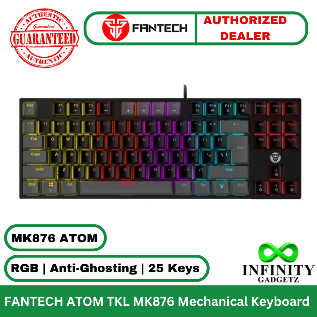 FANTECH ATOM TKL MK876 Mechanical Keyboard Wired Gaming Keyboard RGB Anti-Ghosting | Shopee ...
