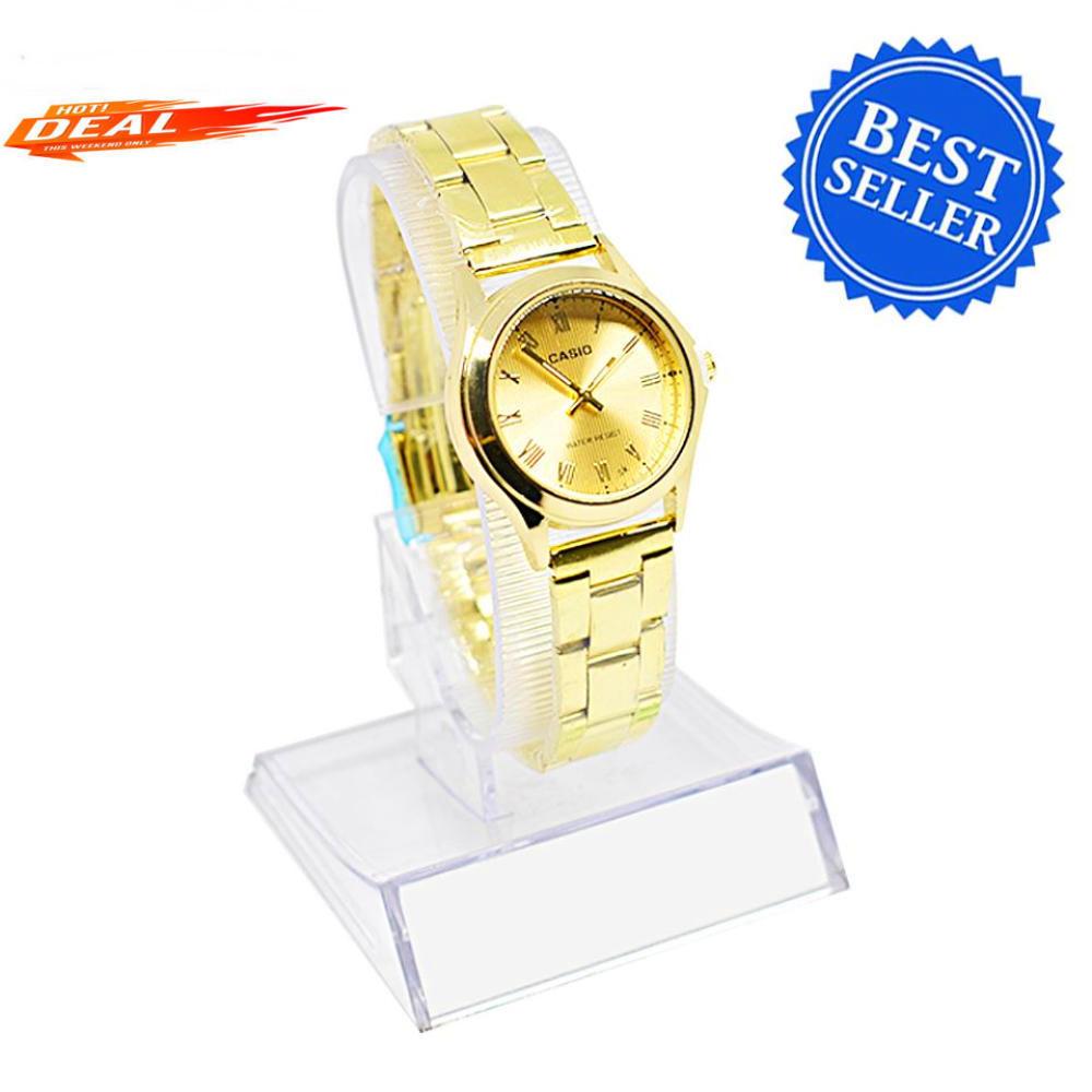 Casio Luxury Analog Roman Numeral Gold Dial Stainless Steel Watch for ...