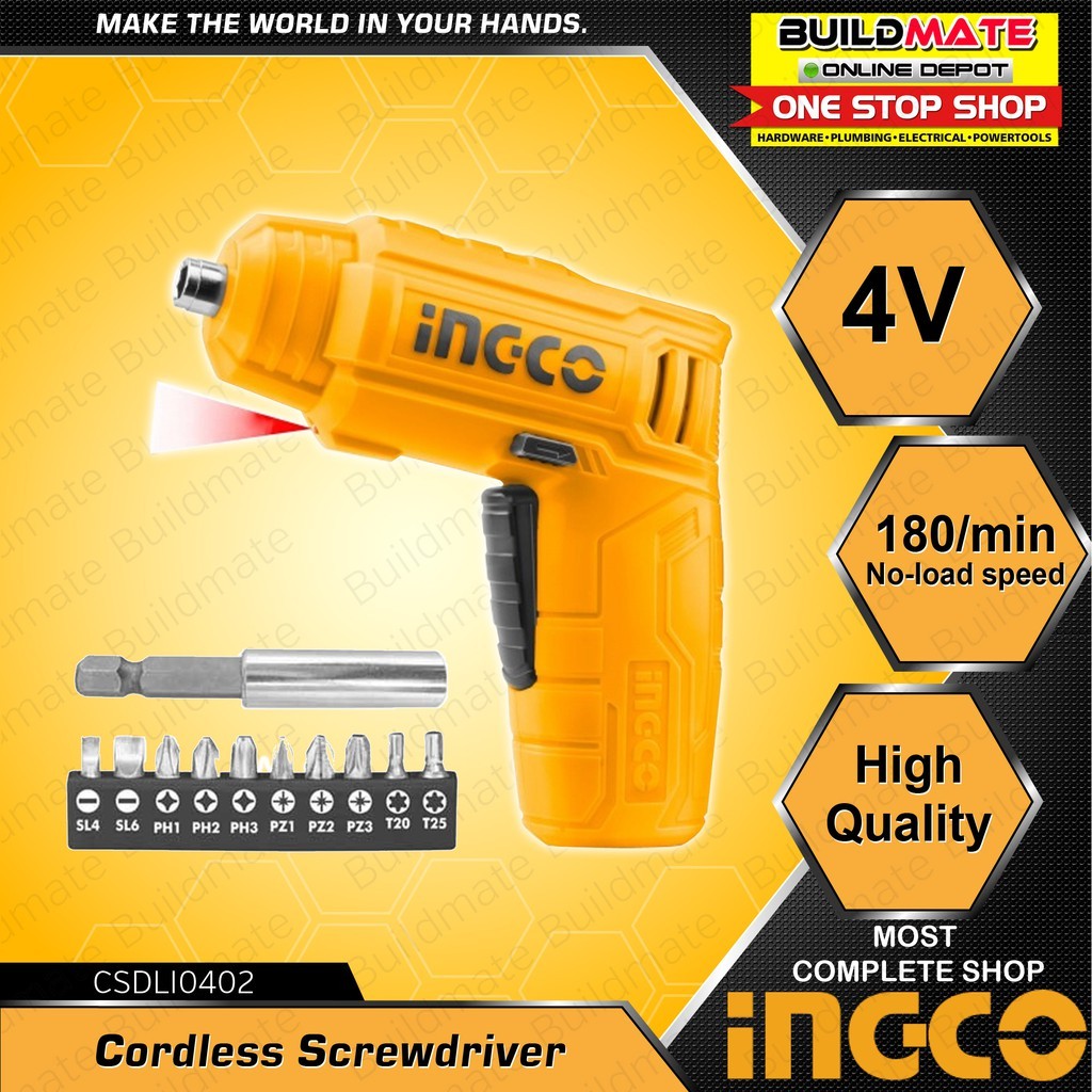 BUILDMATE Ingco Lithium-Ion Cordless Screwdriver Set 4V / 8V with ...