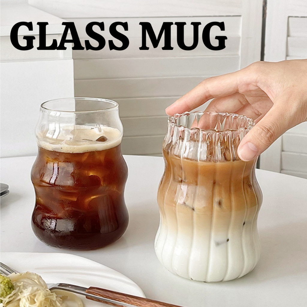 Borosilicate Glass Mug Drinking Glasses Cocktail Iced Coffee Soda Curve ...