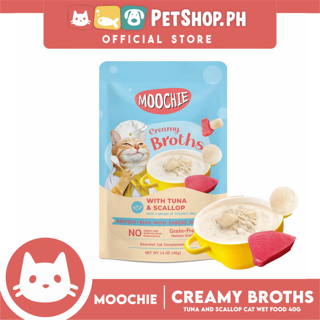 Moochie Creamy Broths With Tuna and Scallop Cat Wet Food 40g | Shopee ...