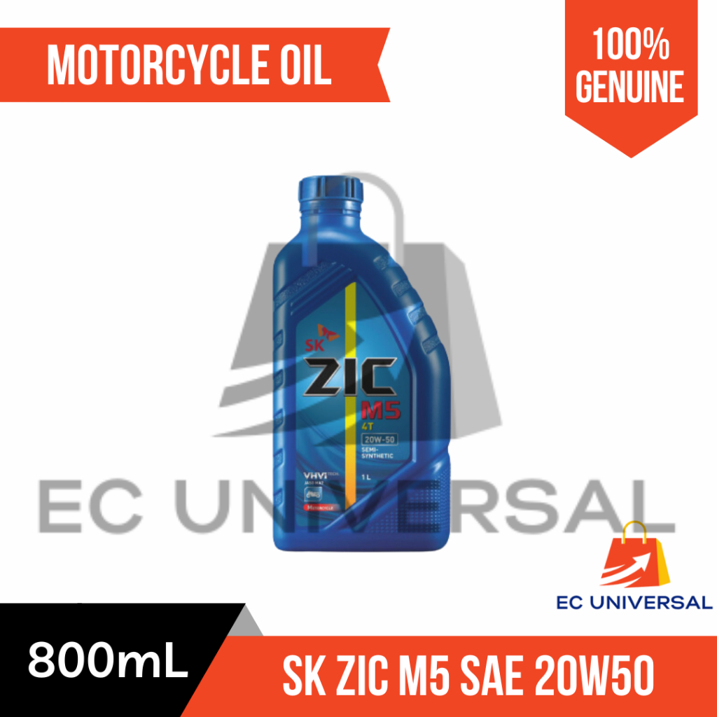 SK ZIC M5 SAE 20W50 Motor Cycle Oil (800ml) Milliliter Piece | EC ...