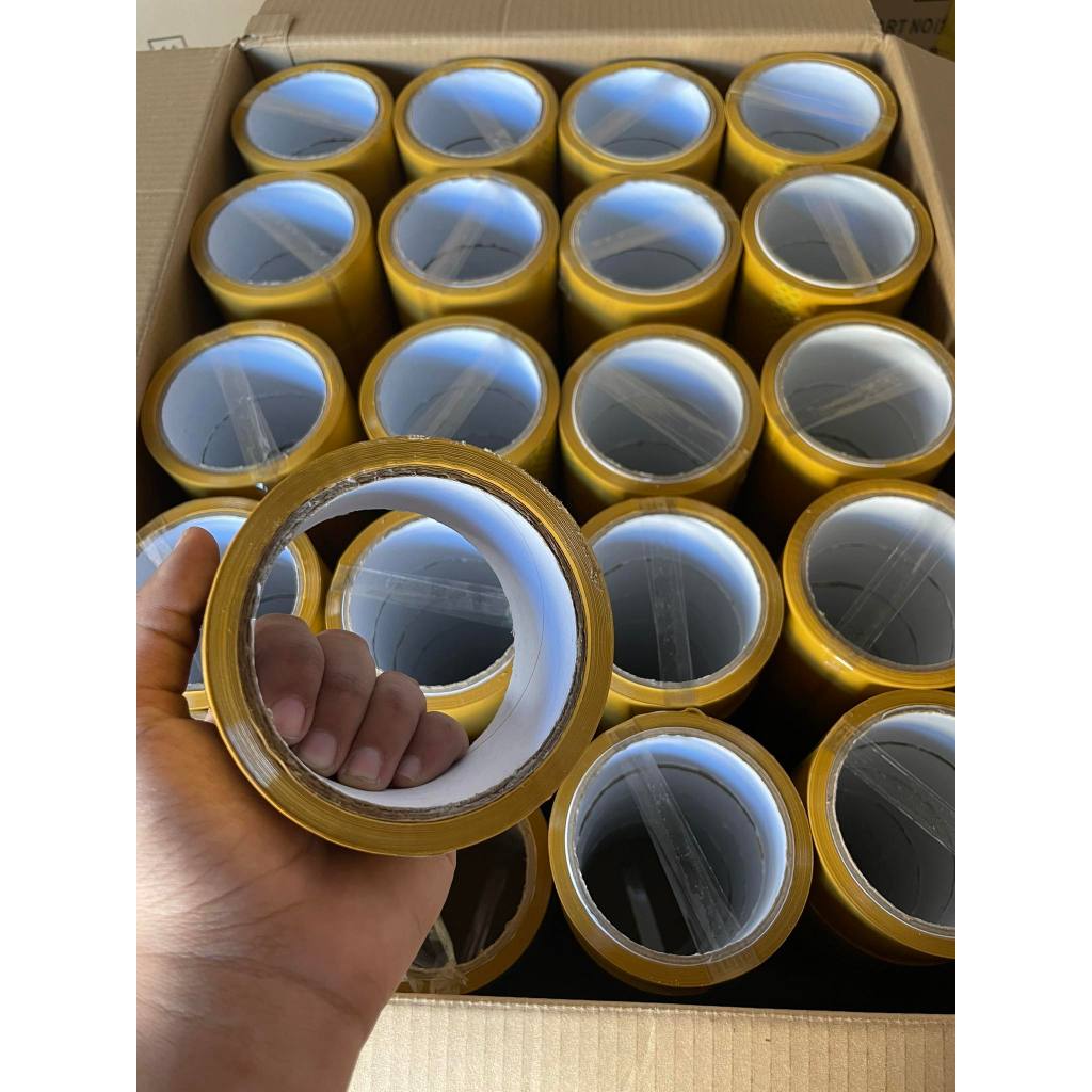 120 pcs 50 METERS TAN PACKAGING TAPES BIG ROLL ADHESSIVE TAPES | Shopee ...