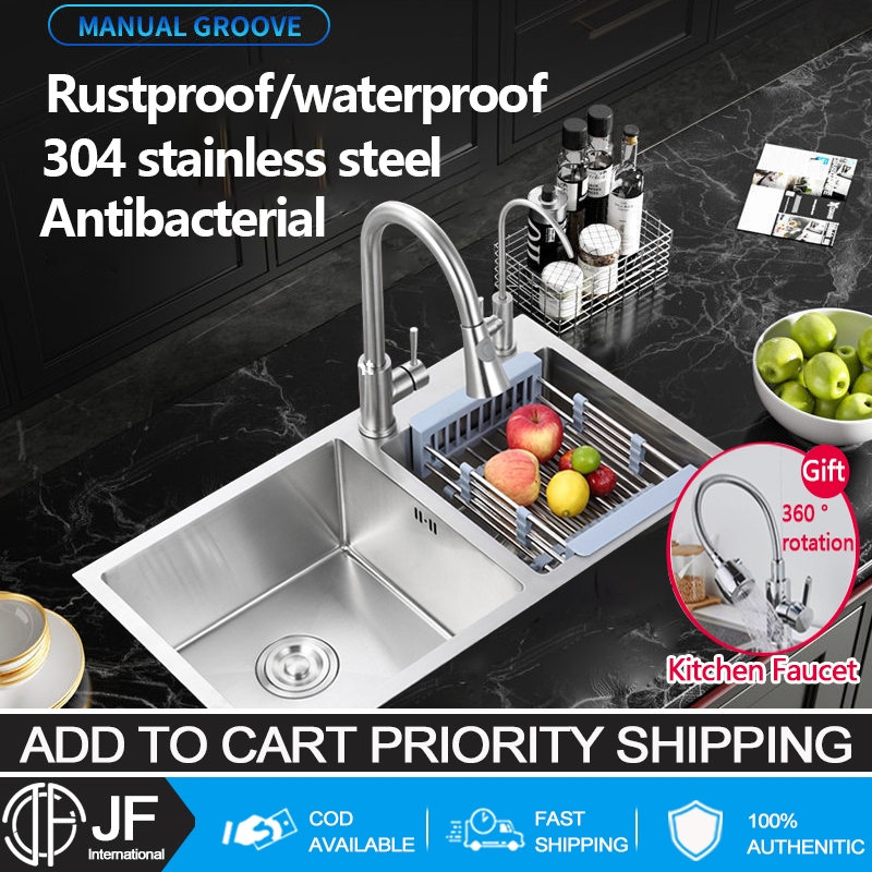 SUS 304 Stainless Steel Kitchen Sink Stainless Steel Sink Set Silver ...