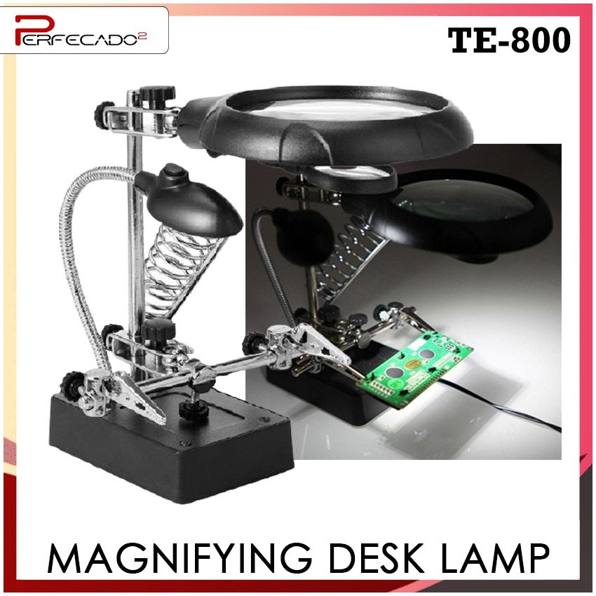 TE-800 High Quality 5 LED Light 10X Magnifier Desk Lamp Repair Clamp ...