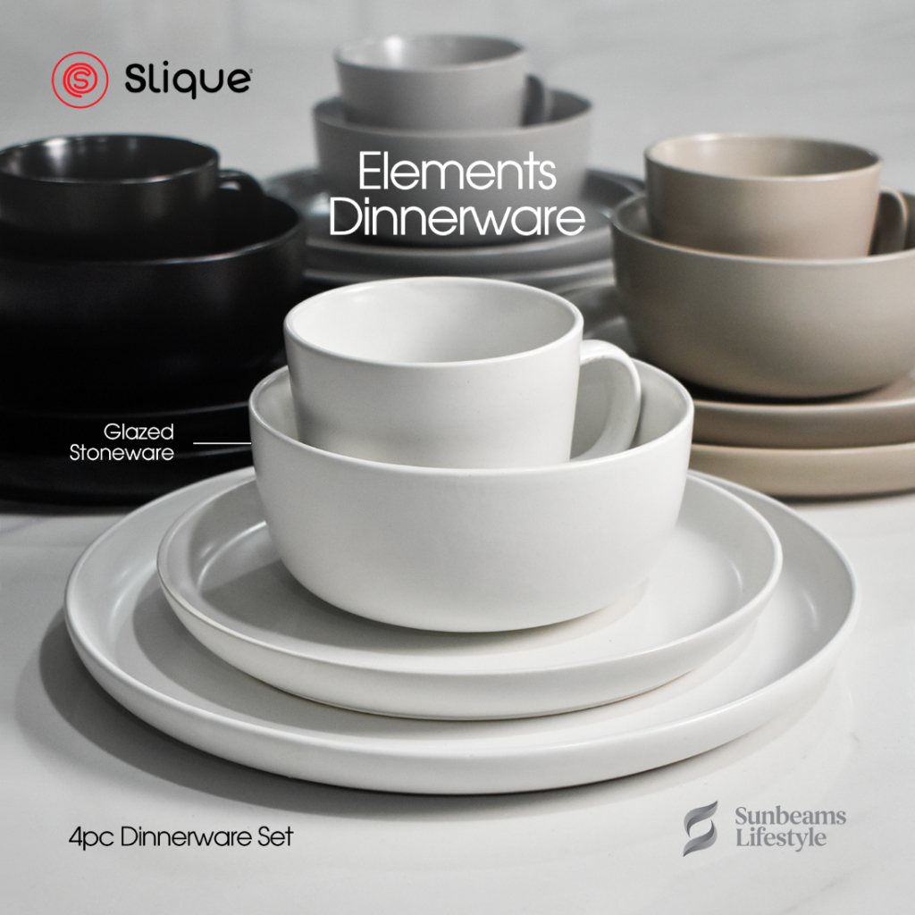 SLIQUE Dinnerware [Set of 4] Glazed Stoneware High Quality, Ceramic ...