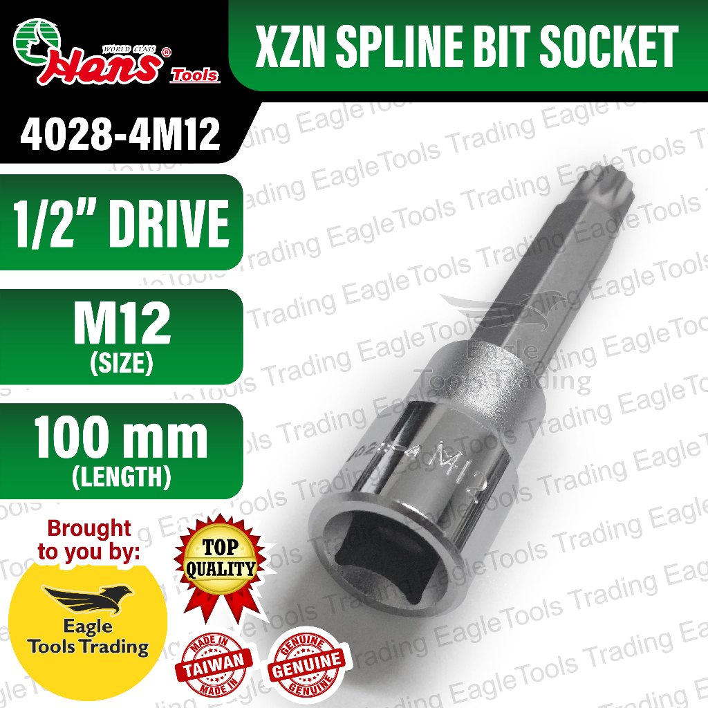 Hans 1/2" Drive XZN Spline Bit Socket | 100mm long | 4028-4M | Shopee ...