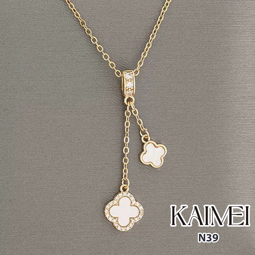 Two Clover Leaf Diamond Hope And Faith Pendant Bangkok Gold Chain ...