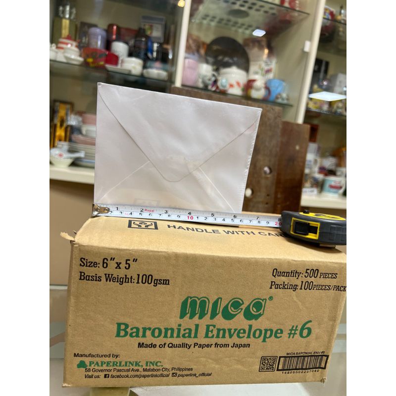 500piece Baronial Envelope White 6 po Mica 100gsm Made Japan 6x5 ...
