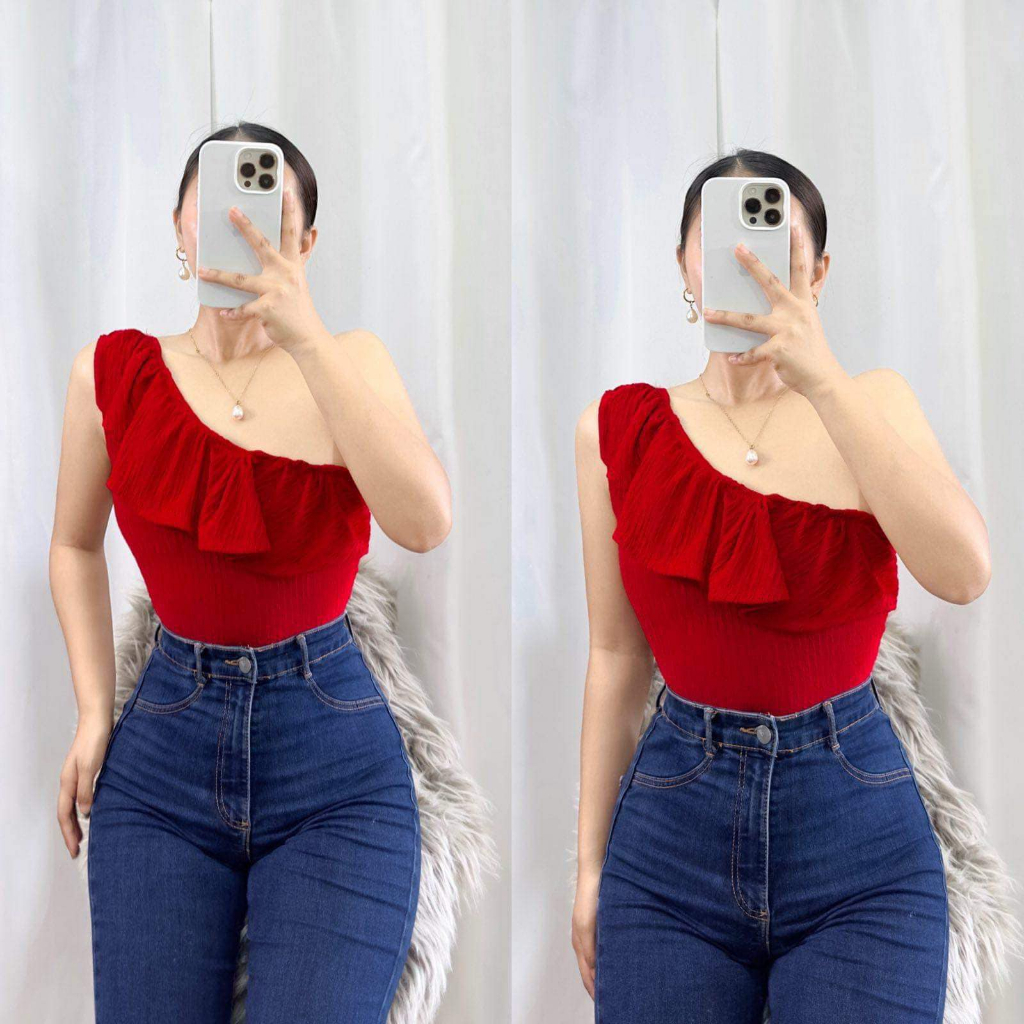 JAZZ ONE SIDE Top (bark crepe fabric) | Shopee Philippines