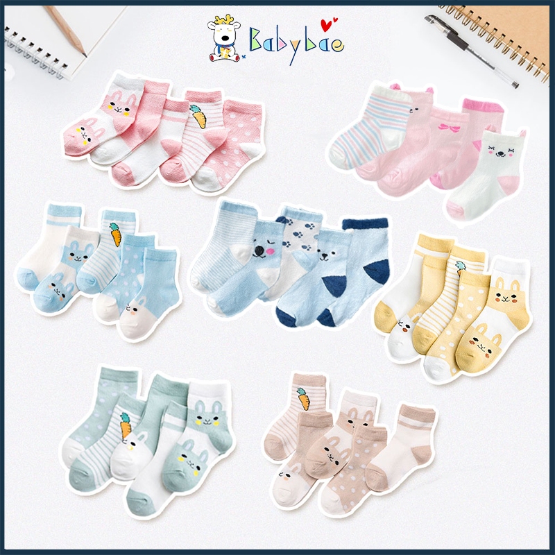 5 Pairs/Set Cute Soft Infant Kids Cotton Baby Socks Newborn 0-3 Years ...