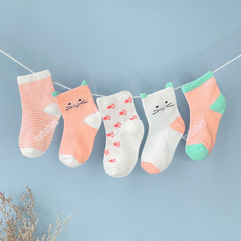 5 Pairs/Set Cute Soft Infant Kids Cotton Baby Socks Newborn 0-3 Years ...