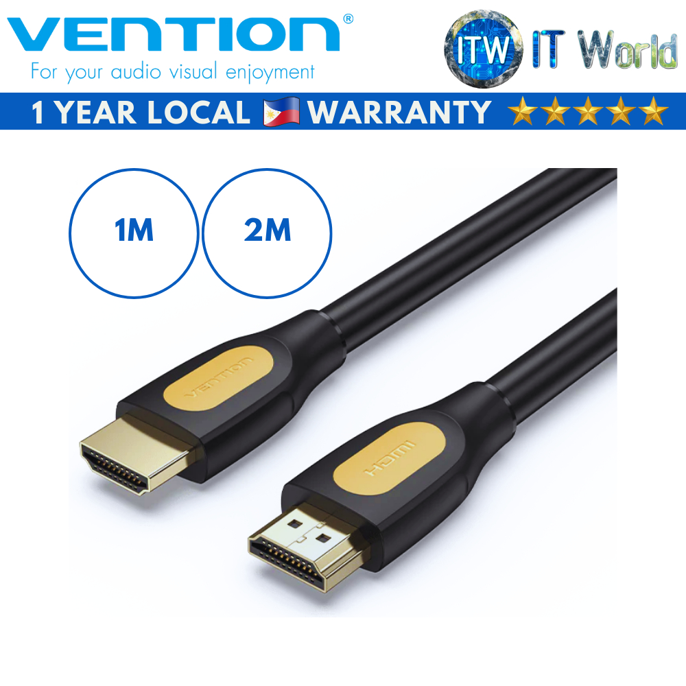 Itw | Vention HDMI-A Male to Male 4K HD Cable PVC Type Black/Yellow (1M | 2M) | Shopee Philippines