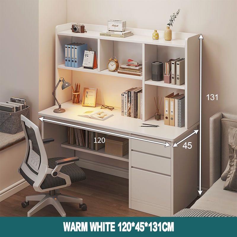 RAMEY Study Table With Bookshelf Computer Desktop Home Office Table ...