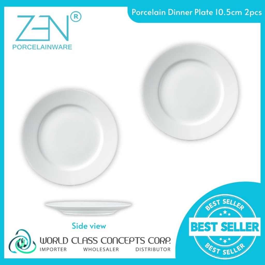 ZEN Porcelain Dinner Plate Dish Plates Platter 10.5cm ( Set of 2 ) WCCC ...