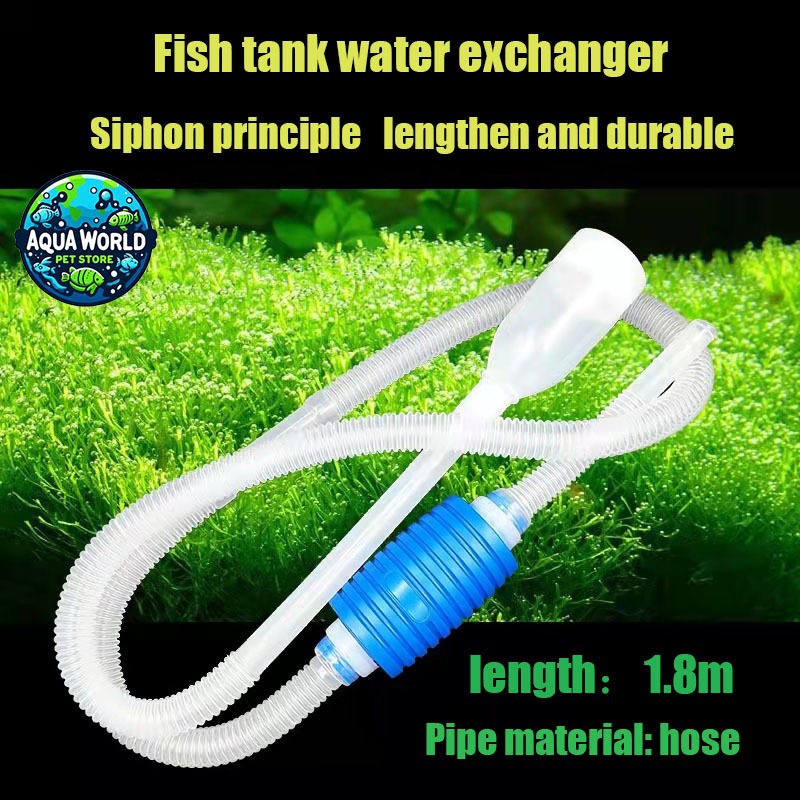 1.8m Aquarium Fish Tank Vacuum Water Change Pump Tool Siphon Gravel ...