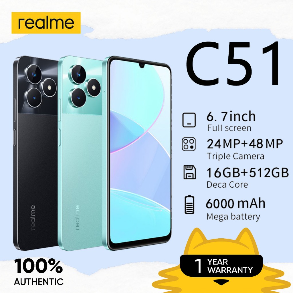 Realme C51 Phone C55 Original 16GB +512GB Cellphone Sale Gamming 5G Mobile Phone CoD | Shopee ...