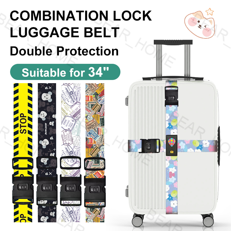 Printed Luggage Straps Cross Straps Travel Adjustable Double Password ...